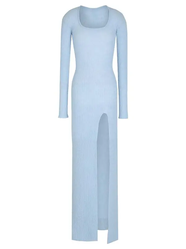 Jacquemus Dao Brushed Ribbed-knit Maxi Dress - Sky Blue