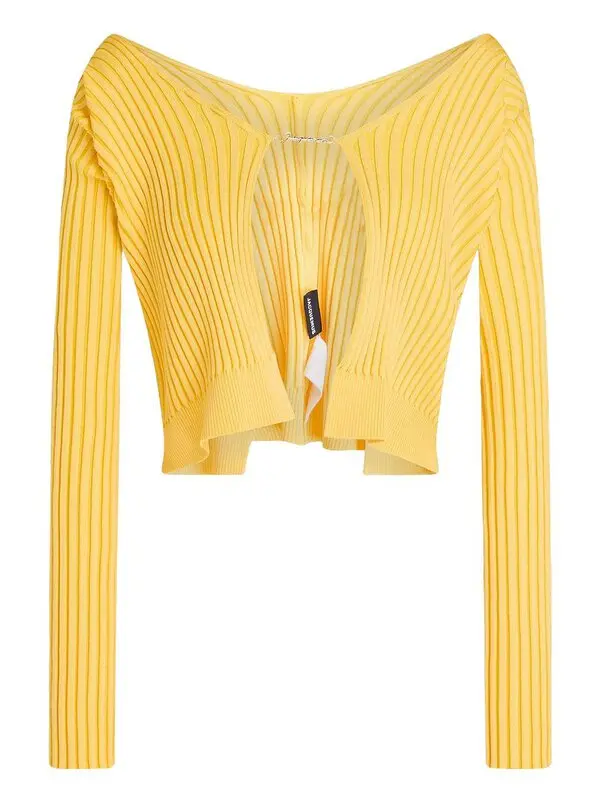 Jacquemus Pralu Ribbed-knit Cardigan - Yellow