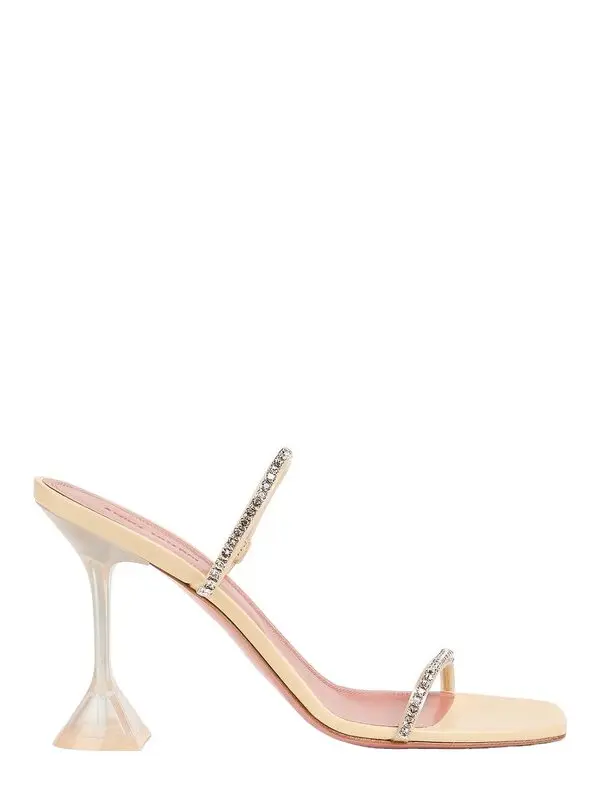 Amina Muaddi Gilda Crystal-embellished Mules - Beige