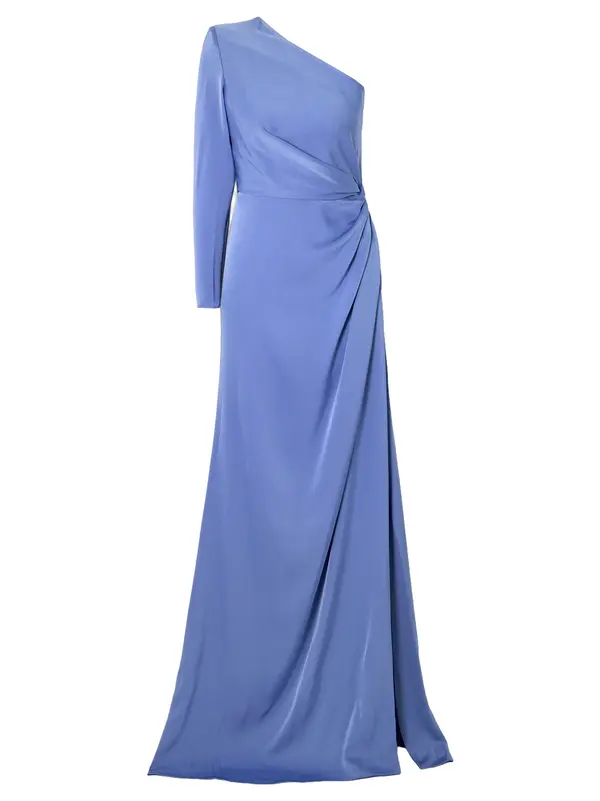 Alex Perry One-shoulder Gathered Gown - Blue