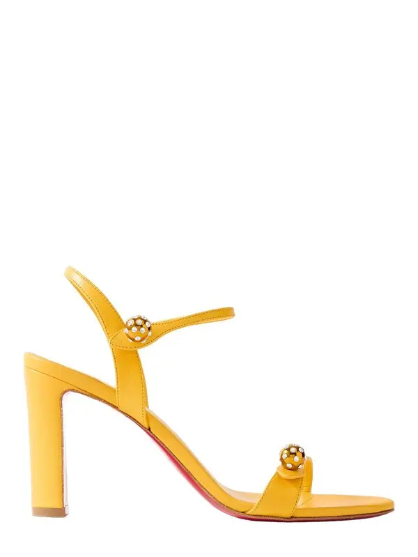 CHRISTIAN LOUBOUTIN Atmospheria 85 Embellished Leather Sandals - Yellow