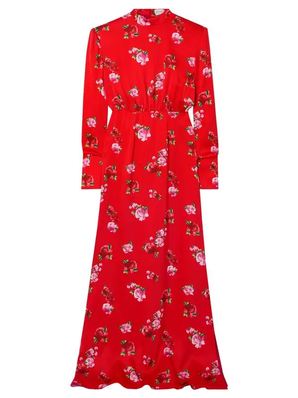 Magda Butrym Gathered Floral-print Maxi Dress - Red
