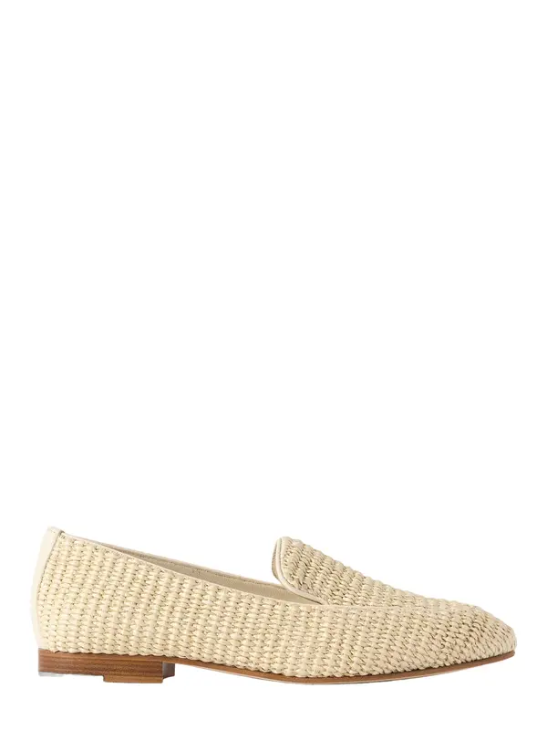 Manolo Blahnik Pitakara Raffia Loafers - Cream