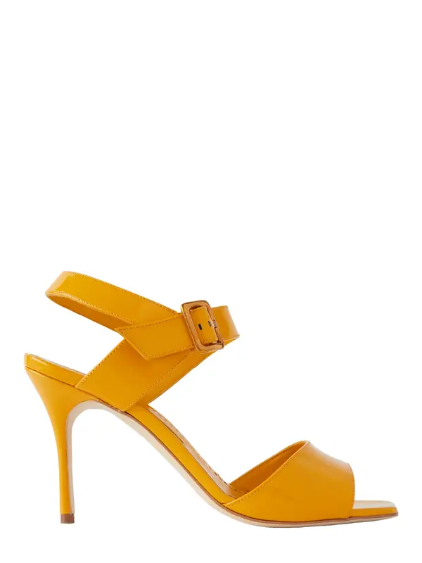 Manolo Blahnik Fairu 90 Patent-leather Sandals - Yellow
