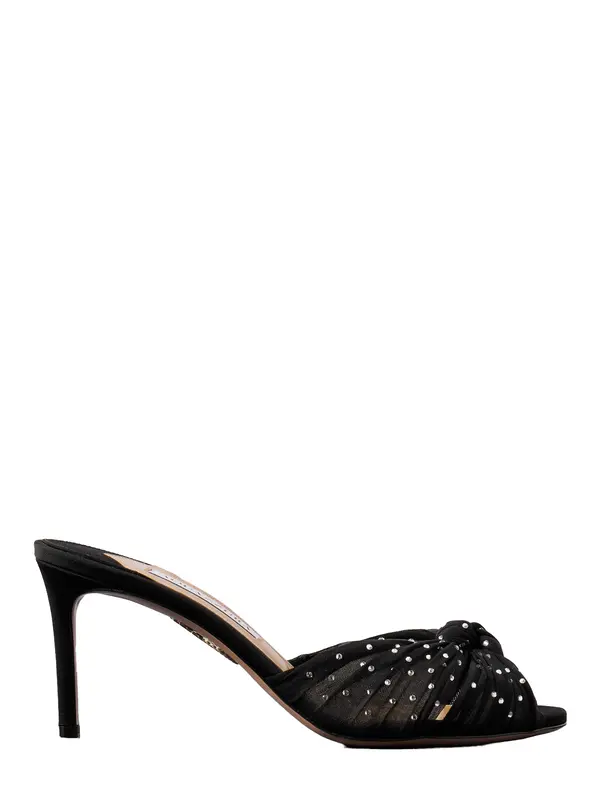 AQUAZZURA Slow Kisses 75 Crystal-embellished Mules - Black