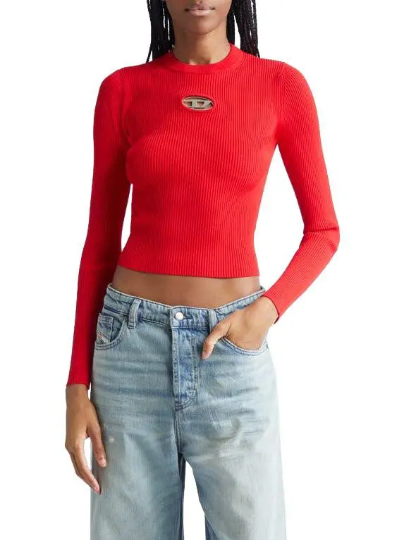 DIESEL® M-valari Logo Cutout Rib Top - Formula Red
