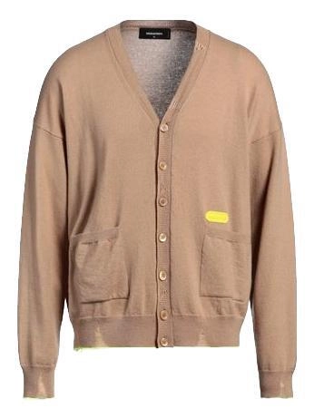 Dsquared2 Virgin Wool And Cashmere Blend Cardigan - Camel