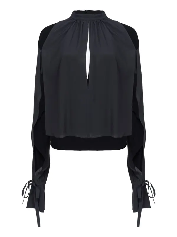 Pinko Cut-out Long-sleeve Blouse - Black