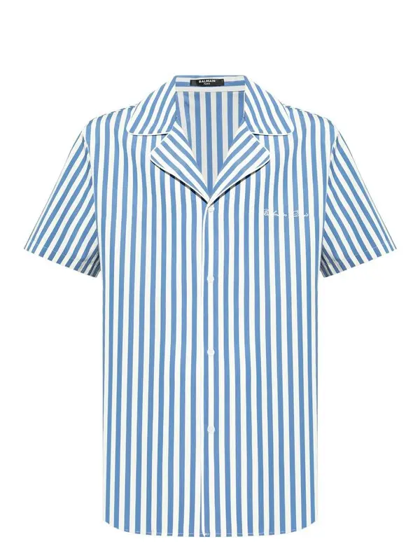 Balmain Striped Cotton Shirt - Blue