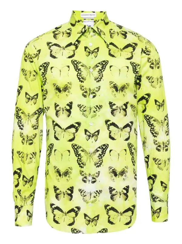 STAIN SHADE Butterfly Print Cotton Shirt - Green