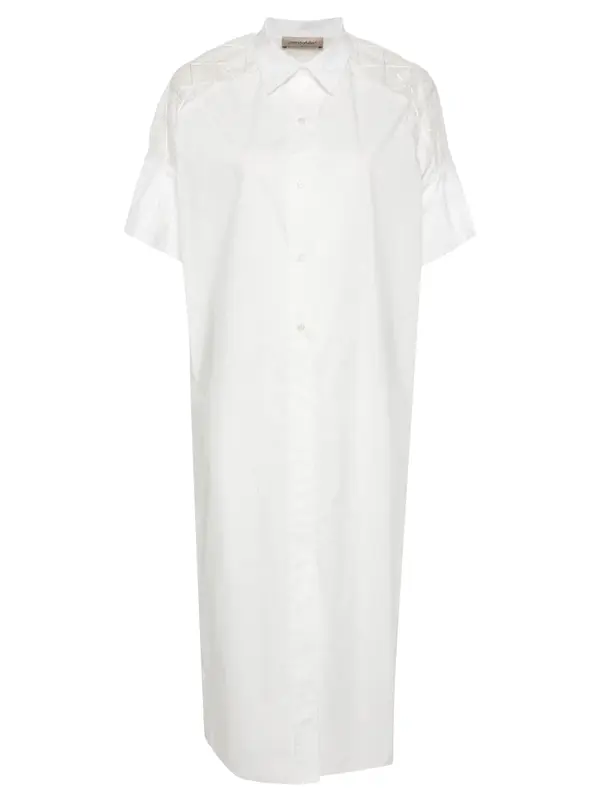 GENTRYPORTOFINO Sheer-paneled Maxi Shirt Dress - White