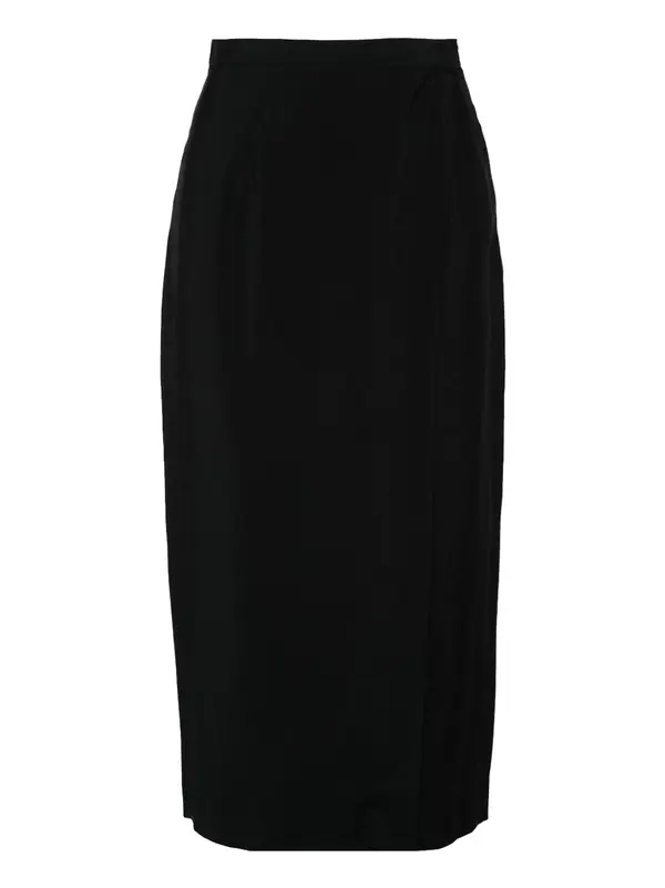 GENTRYPORTOFINO Textured Wrap Midi Skirt - Black
