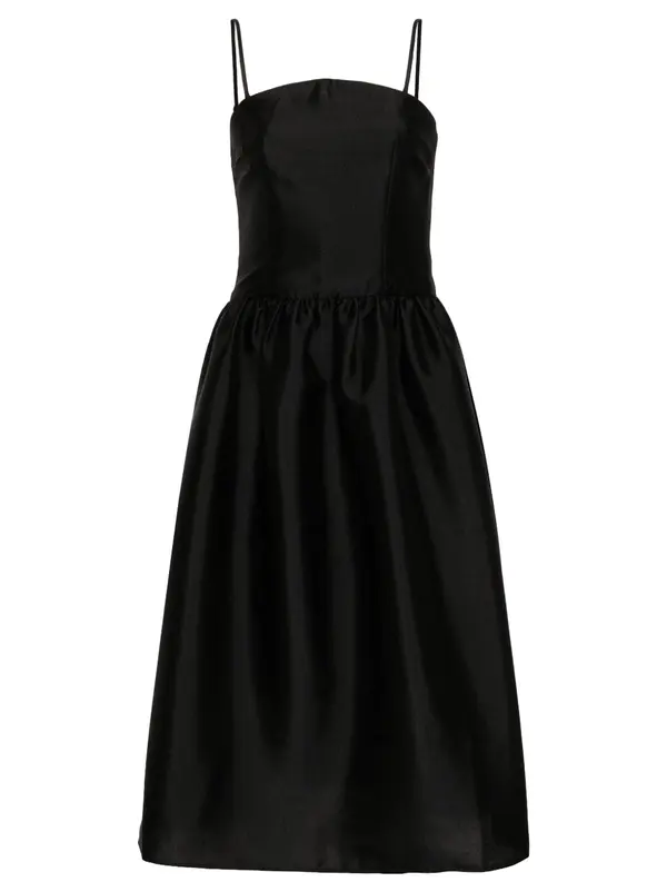 SELF-PORTRAIT Taffeta Midi Dress - Black