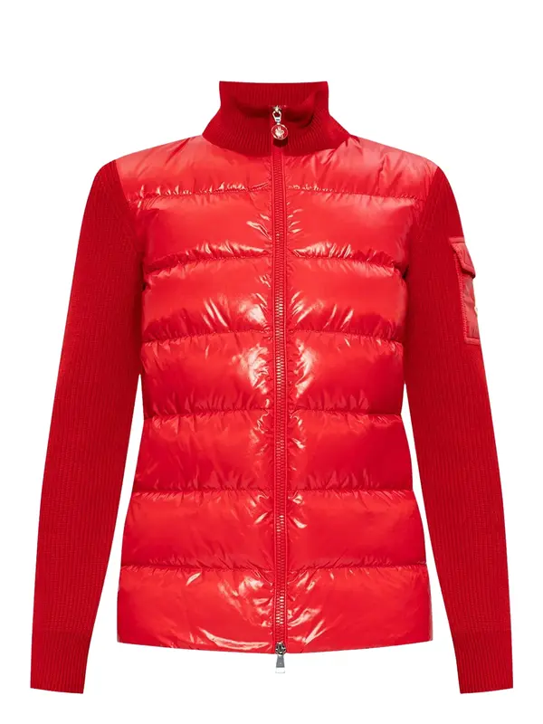 Moncler Knitted-panel Puffer Jacket - Red