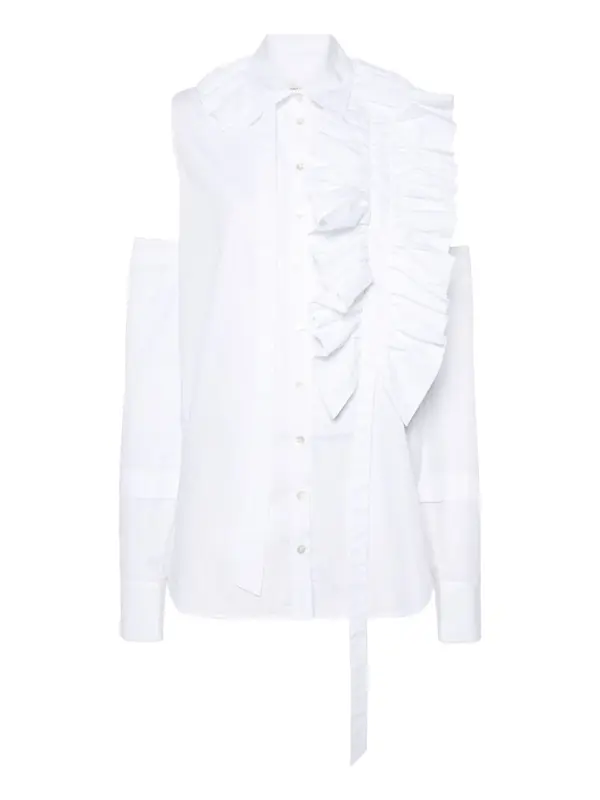 Faith Connexion Ruffle-detail Poplin Shirt - White