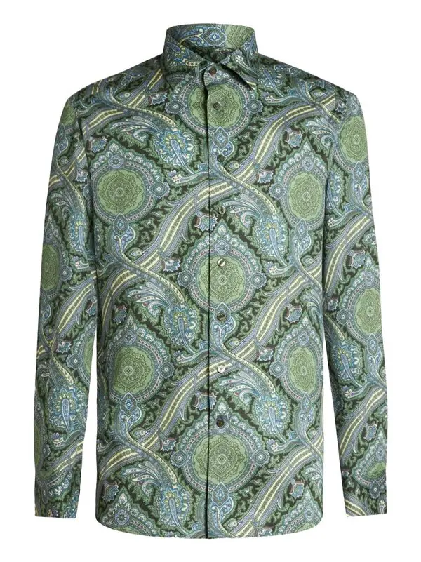 Etro Paisley-print Cotton Shirt - Green