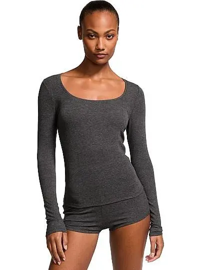 Victoria's Secret Sosoft™ Modal Ribbed Scoop Long-sleeve Shortie Set - Grey