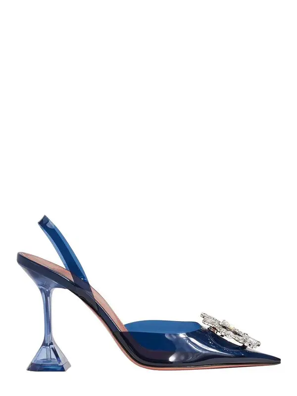 Amina Muaddi Begum Crystal-embellished Slingback Pumps - Navy