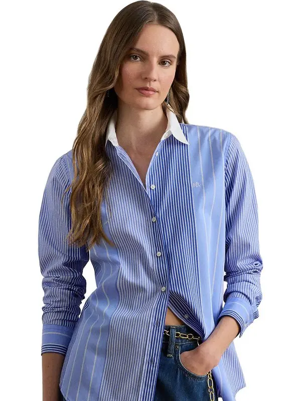 Ralph Lauren Classic Fit Striped Broadcloth Shirt - Blue/white Multi