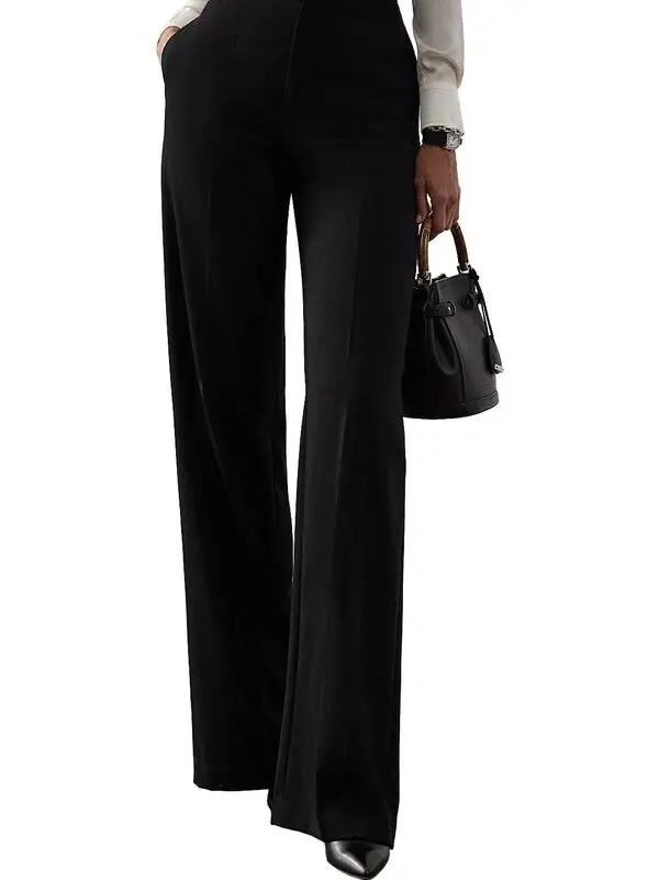 Ralph Lauren Dean Wool Gabardine Wide Leg Pant - Black