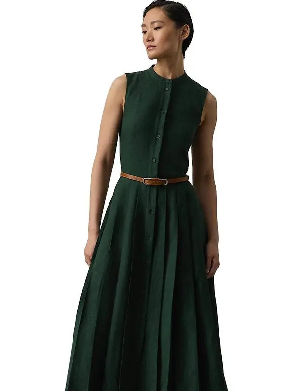 Ralph Lauren Kennedi Linen Dress - Dark Racing Green