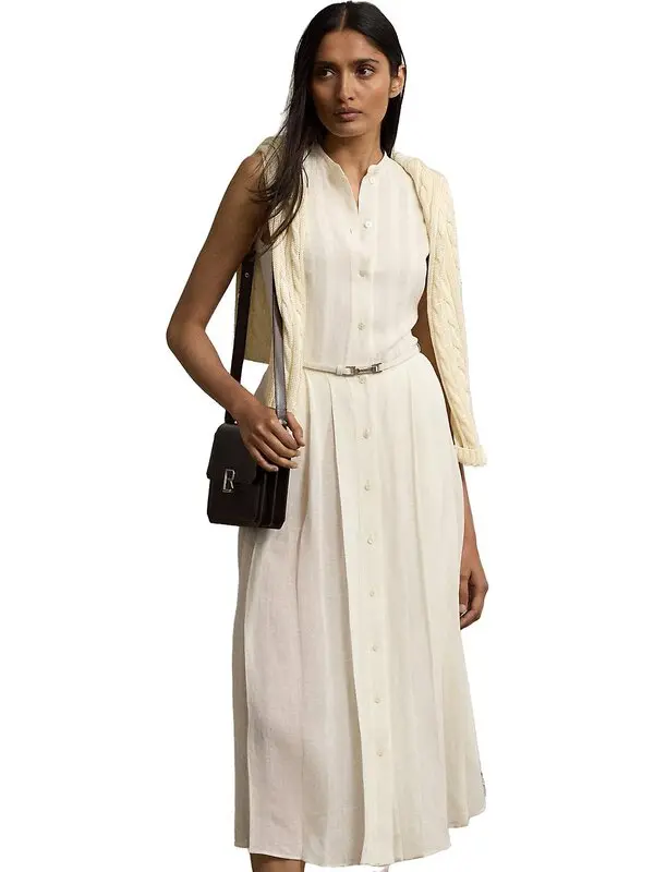 Ralph Lauren Kennedi Linen Sleeveless Day Dress - Lux Cream