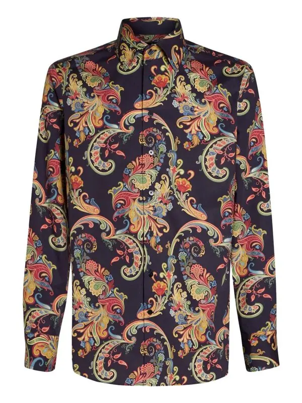 Etro Paisley-print Cotton-blend Shirt - Blue