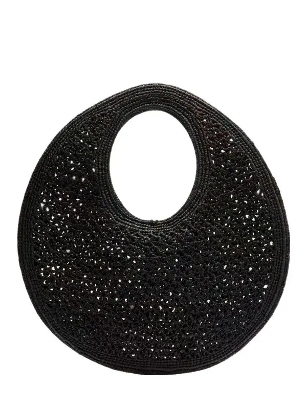 Jacquemus Le Rond Spiaggia Raffia Shoulder Bag - Black