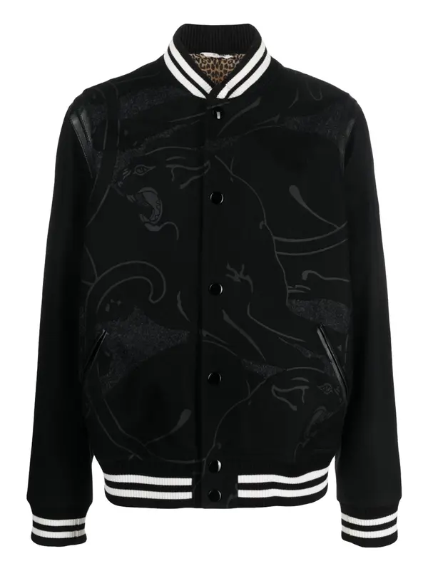Valentino Garavani Graphic-print Wool Bomber Jacket - Black