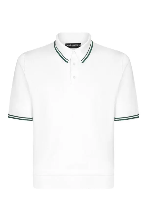 Dolce & Gabbana Striped-border Silk Polo Shirt - White