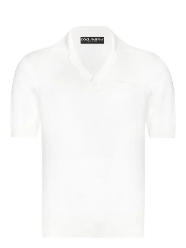 Dolce & Gabbana Logo-embroidered Silk Polo Shirt - White