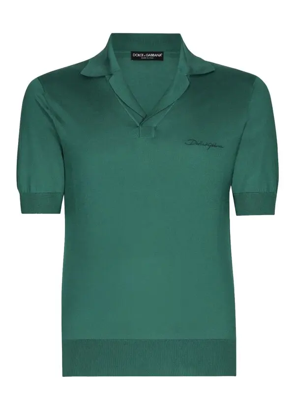 Dolce & Gabbana Logo-embroidered Silk Polo Shirt - Green