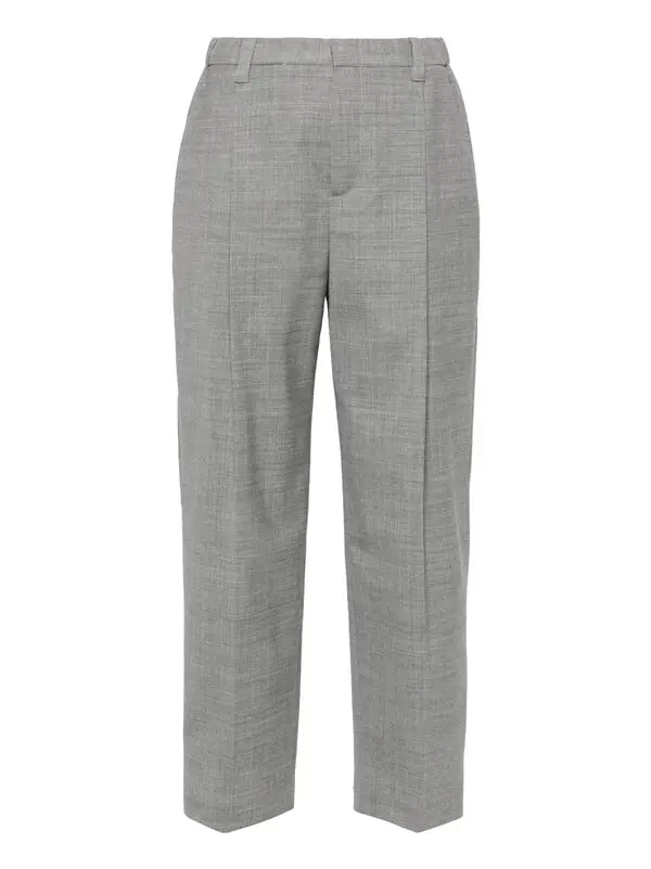 Brunello Cucinelli Tailored Virgin Wool-blend Cropped Trousers - Grey