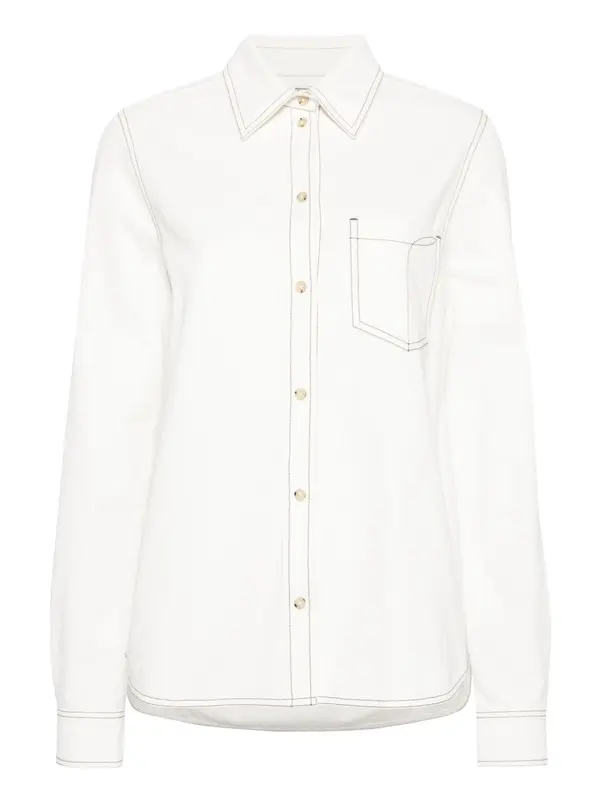 TOTEME Contrast-stitching Organic Cotton Shirt - White