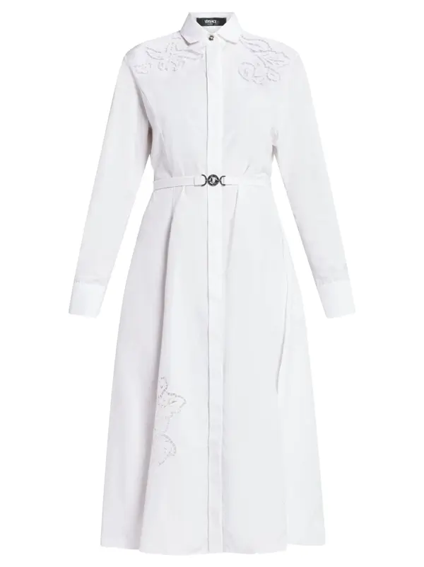Versace Sangallo Embroidered Shirt Dress - White