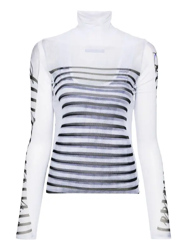 Jean Paul Gaultier Mesh Striped T-shirt - White