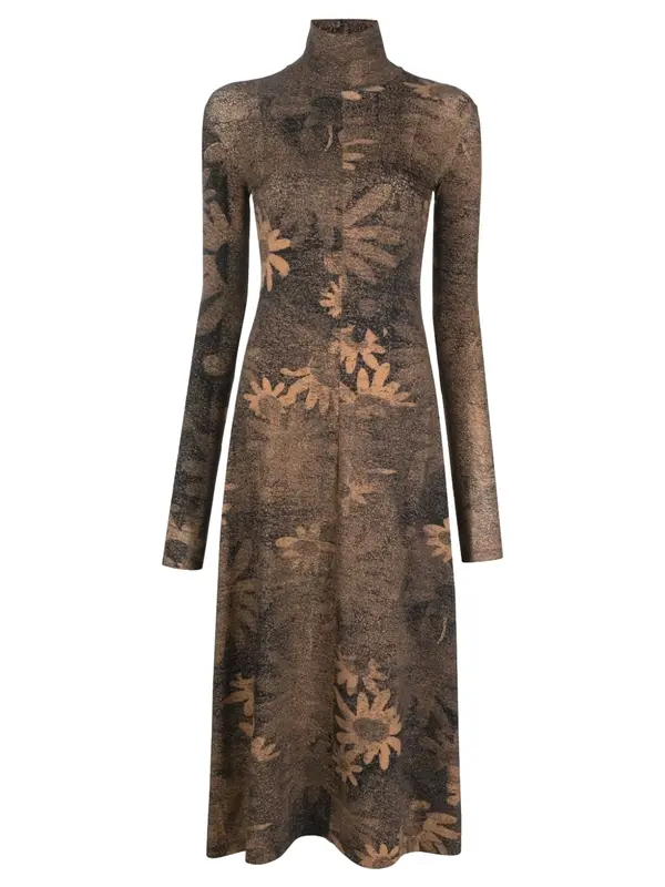 MAISON MARGIELA Floral-print Midi Dress - Black