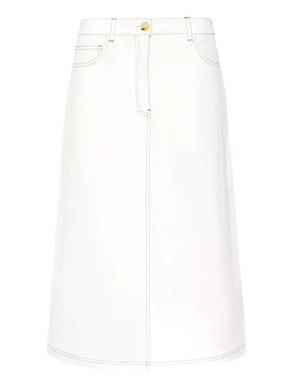 TOTEME Contrast-stitching Midi Skirt - White