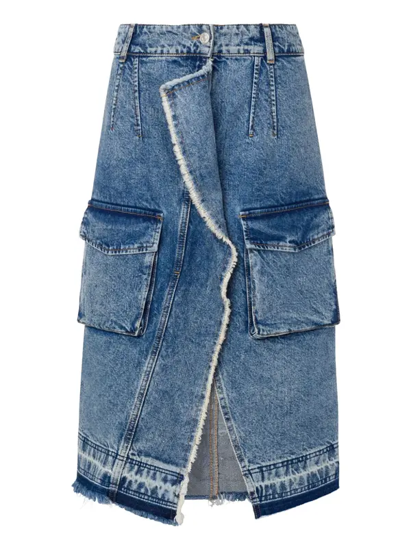 Moschino Asymmetric Cargo Denim Skirt - Blue