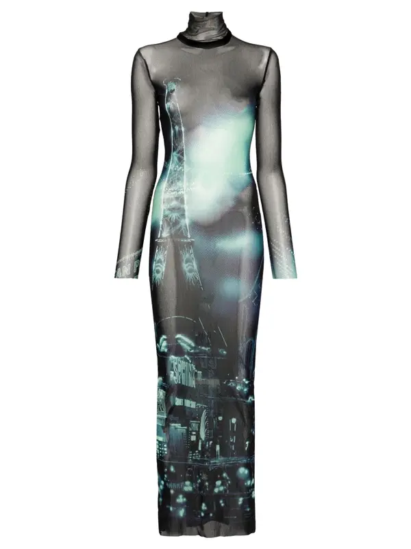 Jean Paul Gaultier Mesh Design Dress - Black