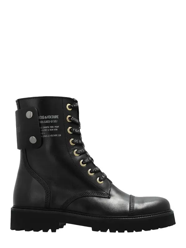 Zadig&Voltaire Leather Combat Boots - Black