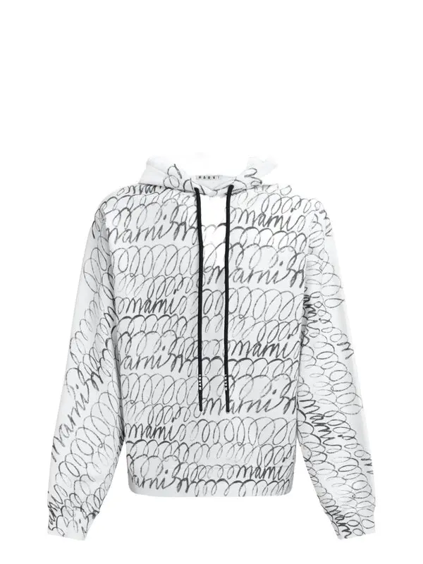Marni Logo-print Cotton Hoodie - White