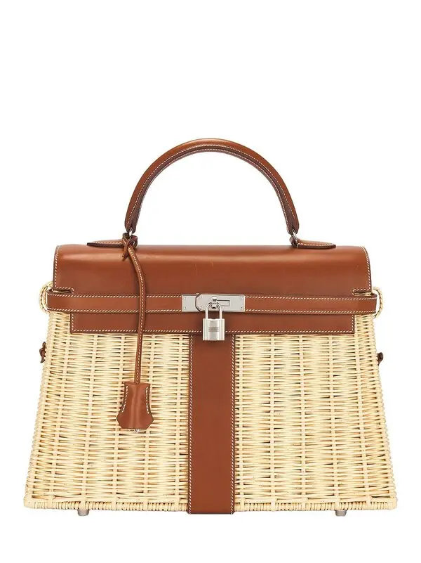 Hermès Wicker Kelly Picnic 35 Handbag - Fauve