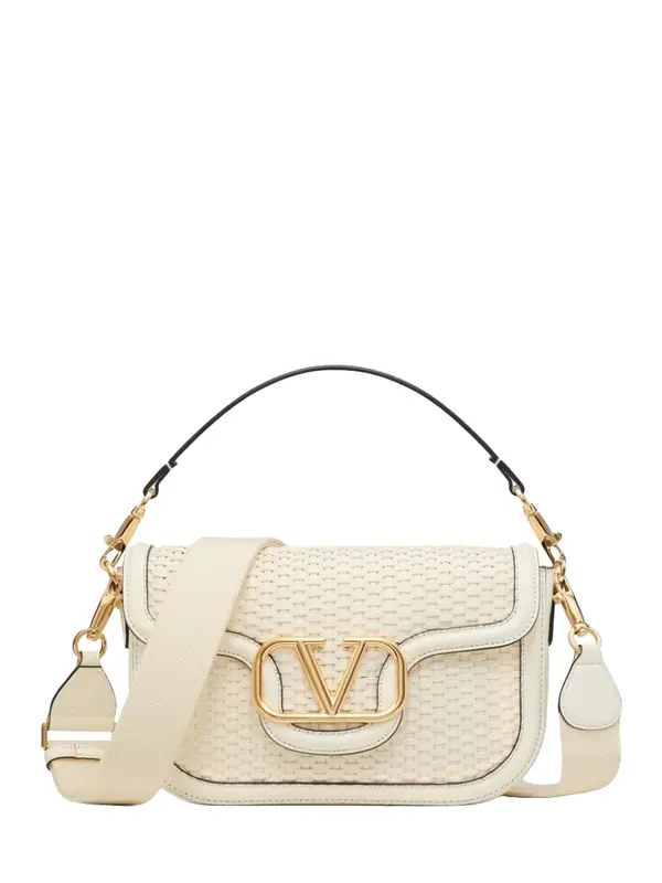 Valentino Garavani Alltime Woven Leather Shoulder Bag - Neutrals
