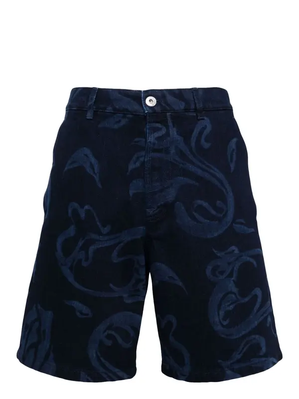 LANVIN Floral-print Denim Shorts - Blue