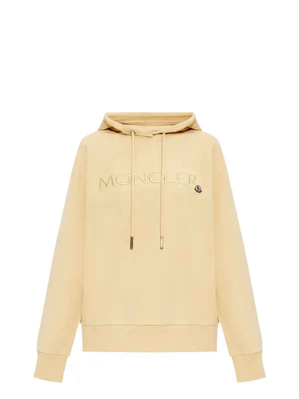 Moncler Logo-embroidered Cotton Hoodie - Neutrals