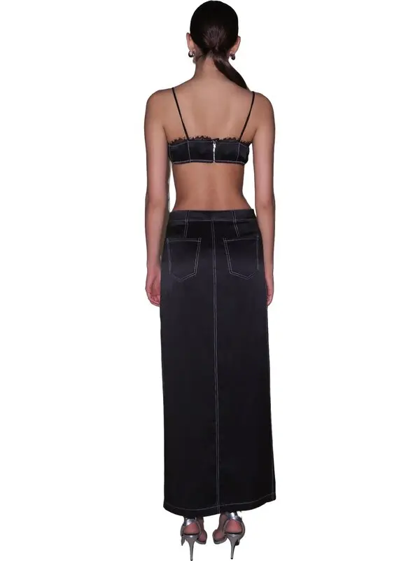 FLEUR DU MAL Silk Maxi Skirt - Black