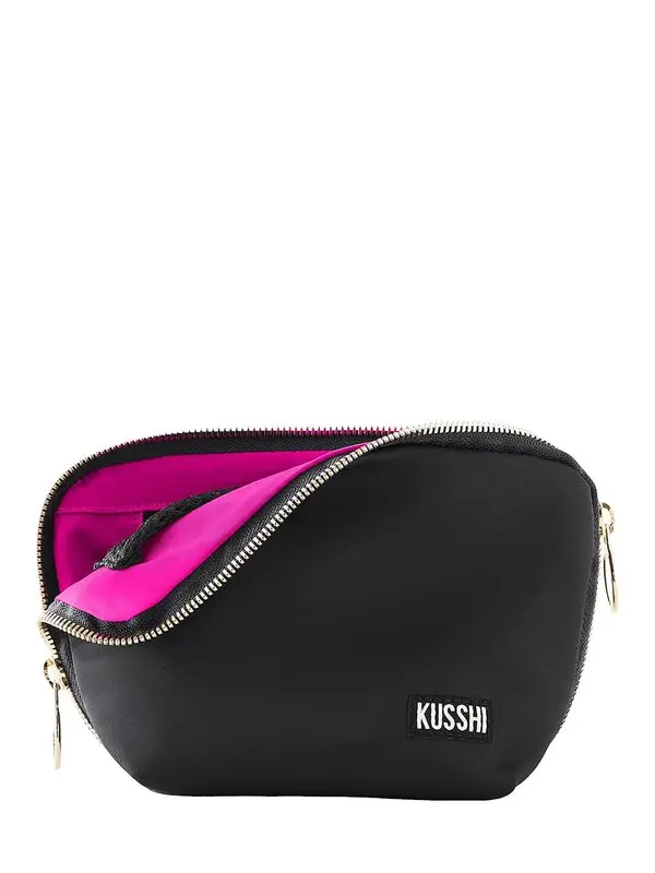 KUSSHI Everyday Makeup Bag - Black/ Pink Nylon