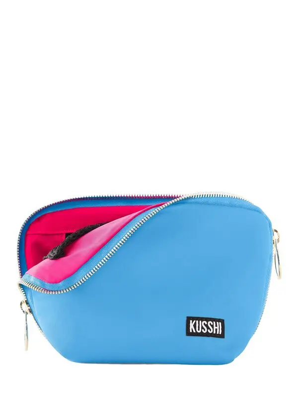 KUSSHI Everyday Makeup Bag - Electric Blue/ Neon Pink