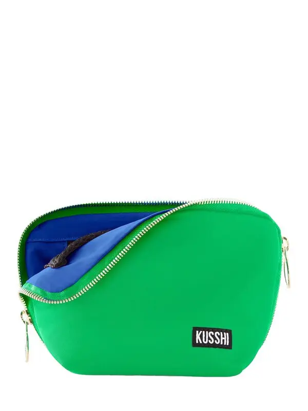 KUSSHI Everyday Makeup Bag - Kelly Green/ Navy
